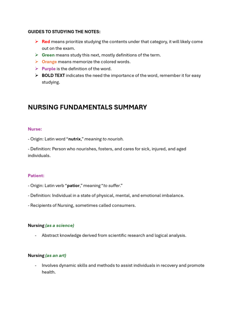 FON Premid Exam Lesson Summary | Download Free PDF | Nursing | Health Care