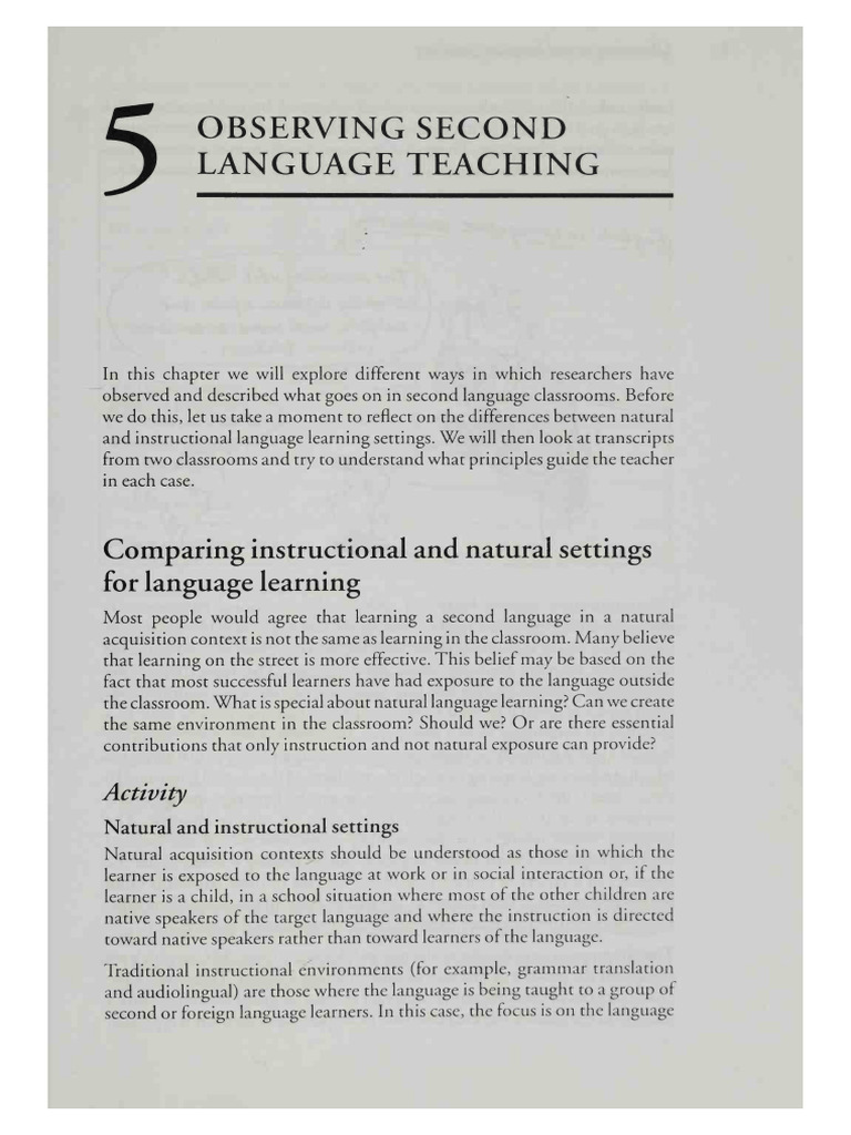 Classwork 4 Reading Instructional Natural Settings For SLL | PDF | Second Language | Language ...
