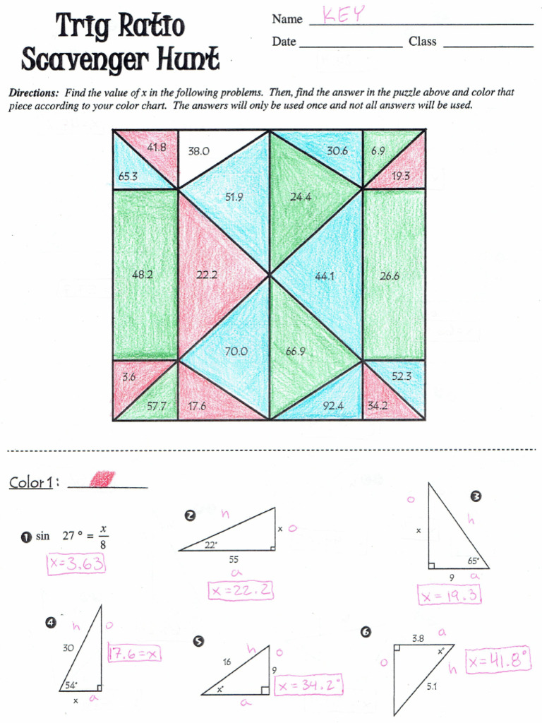 Trig Ratio Scavenger Hunt Key | PDF