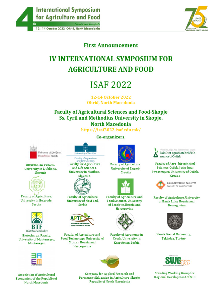 ISAF 2022: International Agriculture Symposium | PDF | Agriculture