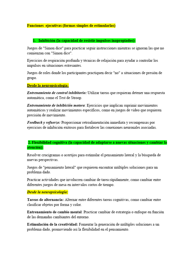 Funciones Ejecutivas | PDF | Las emociones | Pensamiento