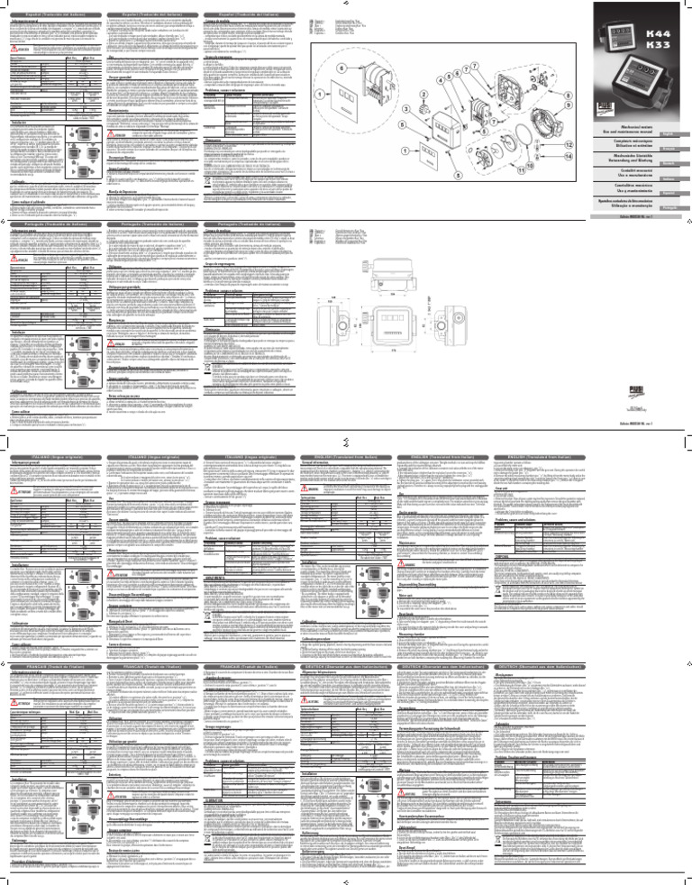 Manual de Uso de Cuentalitros K44/K33 | PDF | Engranaje | Tornillo