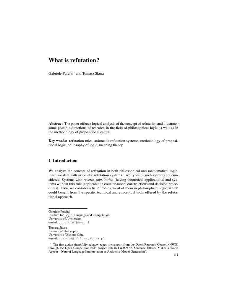 Refutation Systems in Logic | PDF | Mathematical Logic | Logic
