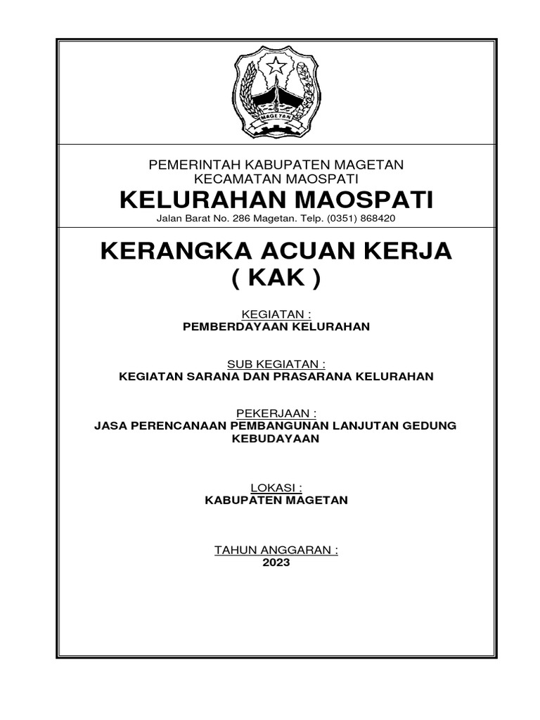KAK Gedung Kebudayaan 2023 REVISI | PDF | Seni