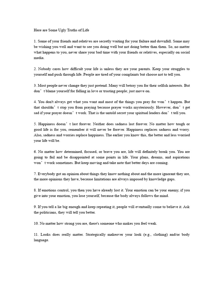 Bitter Life Truth | PDF | Self-Improvement | Lifestyle