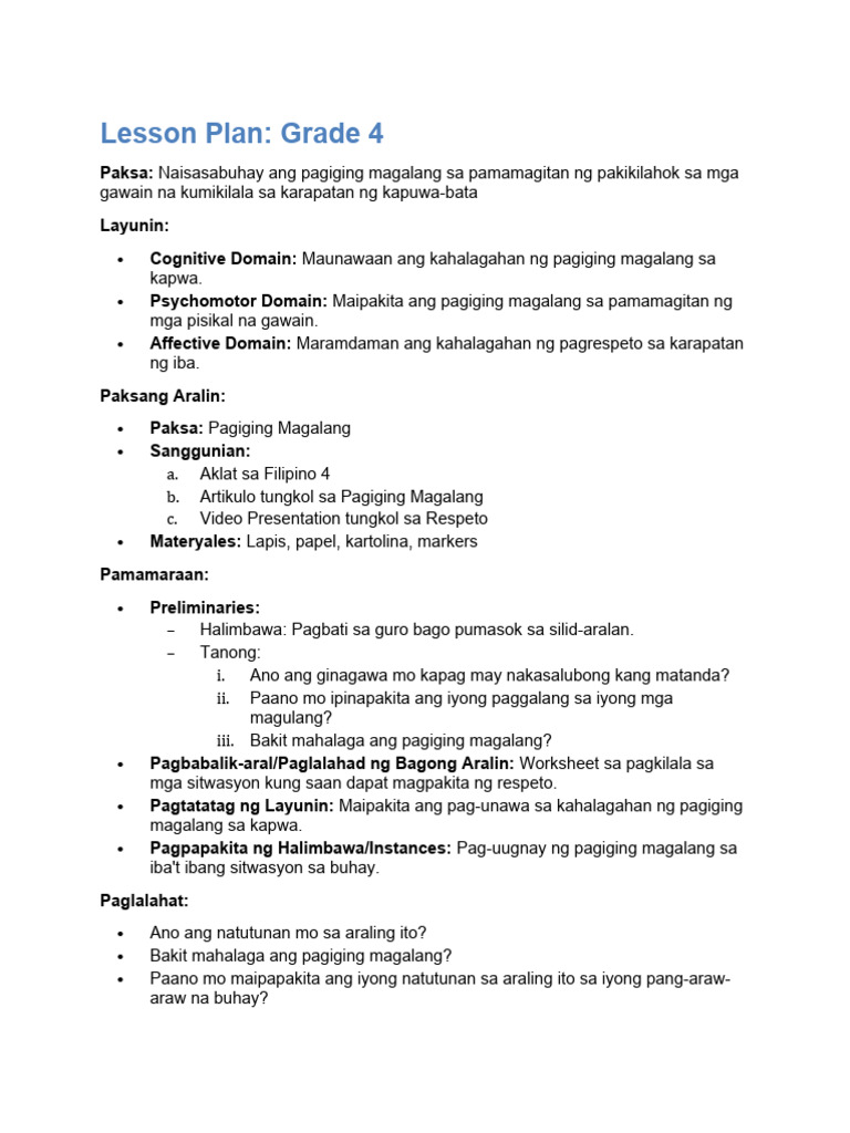 Naisasabuhay Ang Pagiging Magalang Sa Pamamagitan NG Pakikilahok Sa Mga ...