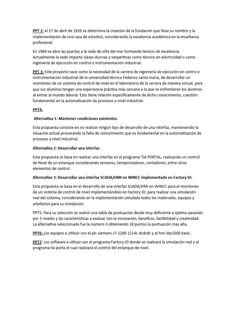 GUIÓN TRABAJO DE TITULO | PDF | Scada | Programa de computadora