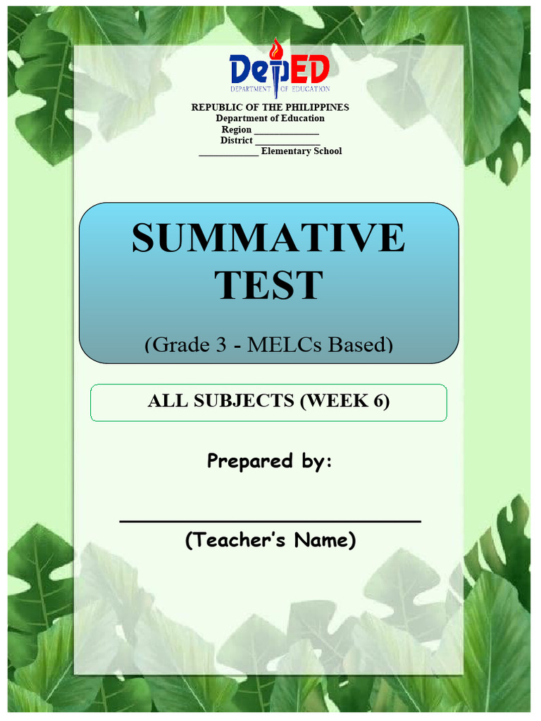 G3q3no5 Summative Test With Tos Ak All Subjects | PDF