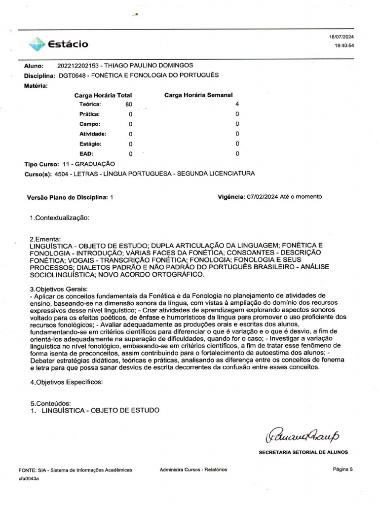 Fonetica Ementa Estacio | PDF
