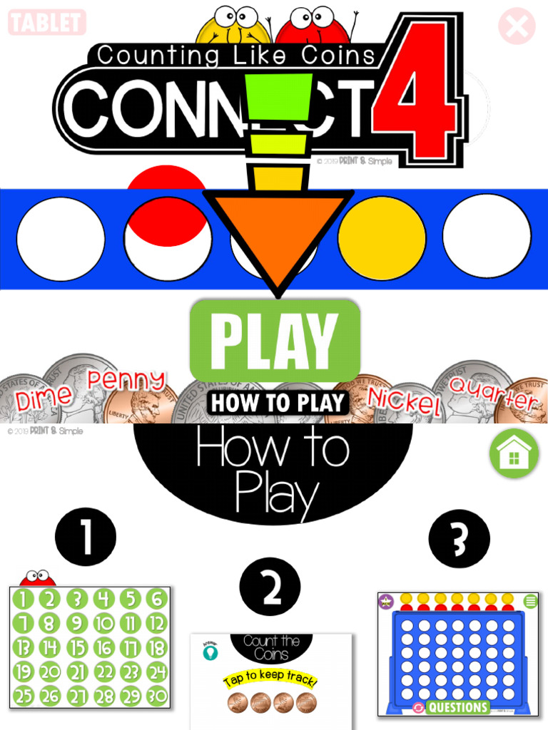 Counting Like Coins CONNECT 4 | PDF