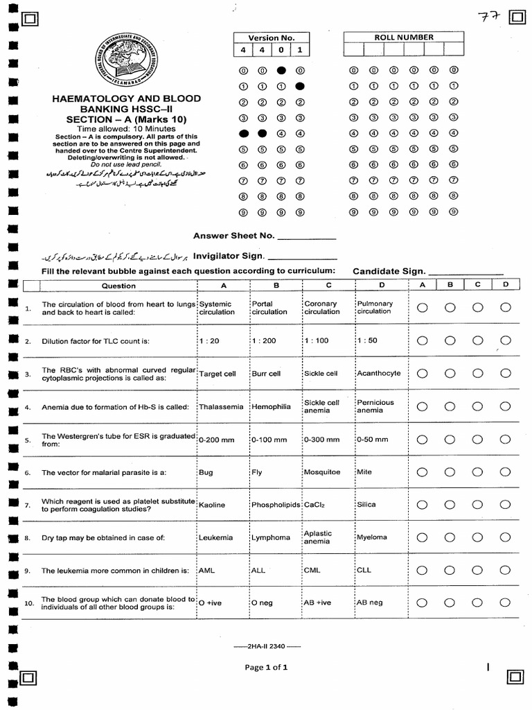 Hssc-II Med Tech | PDF