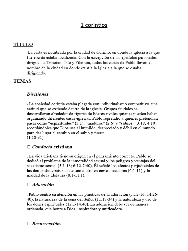 1 Corintios Predica Del Libro | PDF | Pablo el apóstol | Primera ...