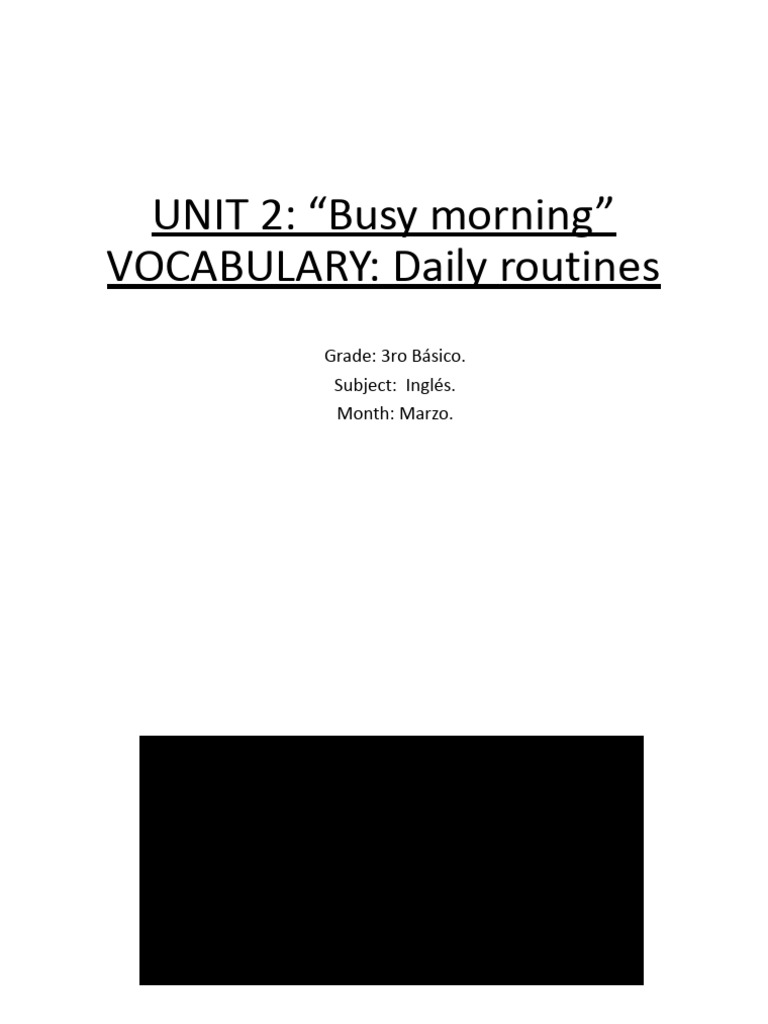 Unit 2 Busy Morning | PDF