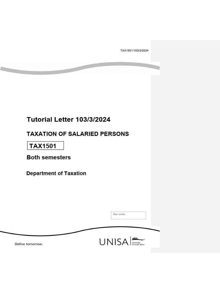 Tax1501 2024 TL 103 | PDF | Employee Benefits | Expense