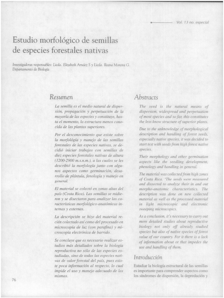 Dialnet EstudioMorfologicoDeSemillasDeEspeciesForestalesNa 7430777 | PDF