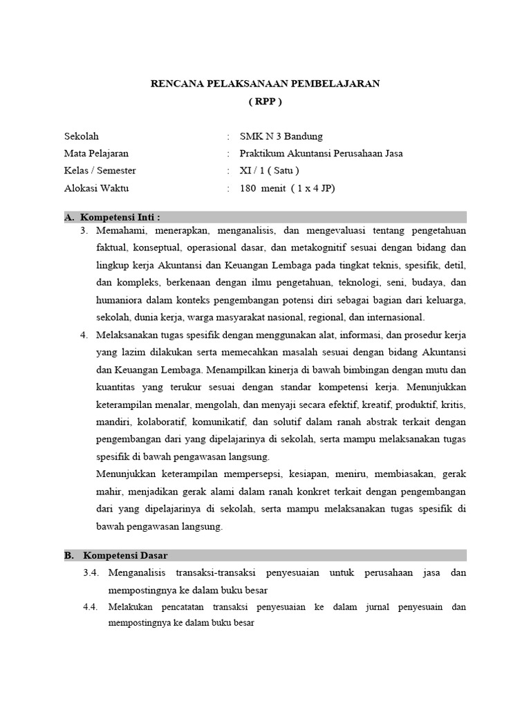RPP Akuntansi-Problem Based Learning - Edited | PDF
