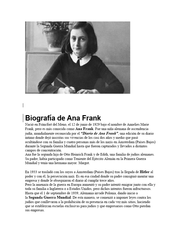 Biografía de Ana Frank | PDF