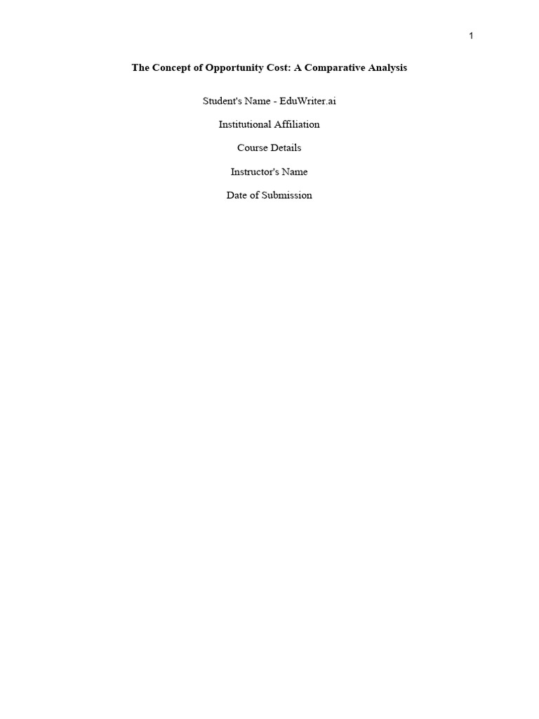 Understanding Opportunity Cost in Economics | PDF | Opportunity Cost ...
