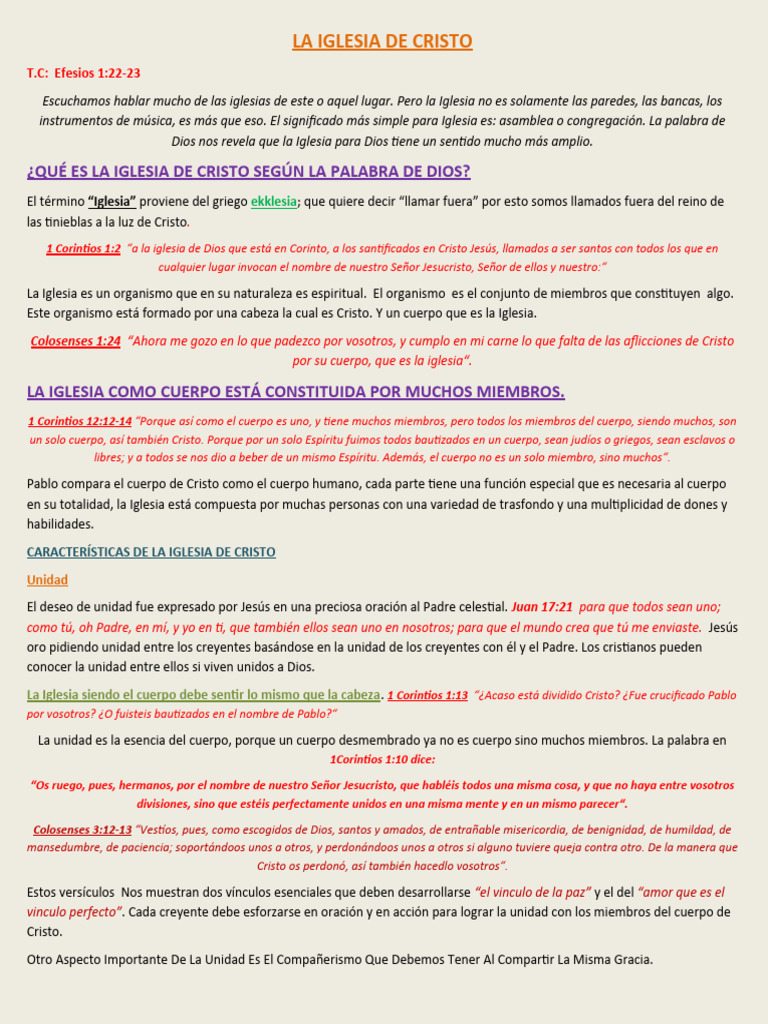 LA IGLESIA DE CRISTO - Sermon | PDF | Cristo (título) | Jesús