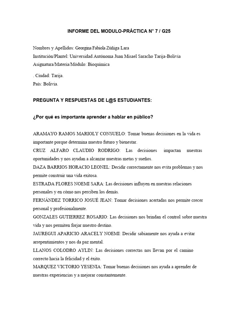 Informe Modulo-Práctico N°7 Docente Tutor G25. | PDF