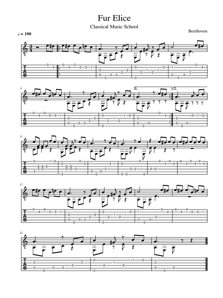 Fur Elice - Gitar - Am (SFILE | PDF