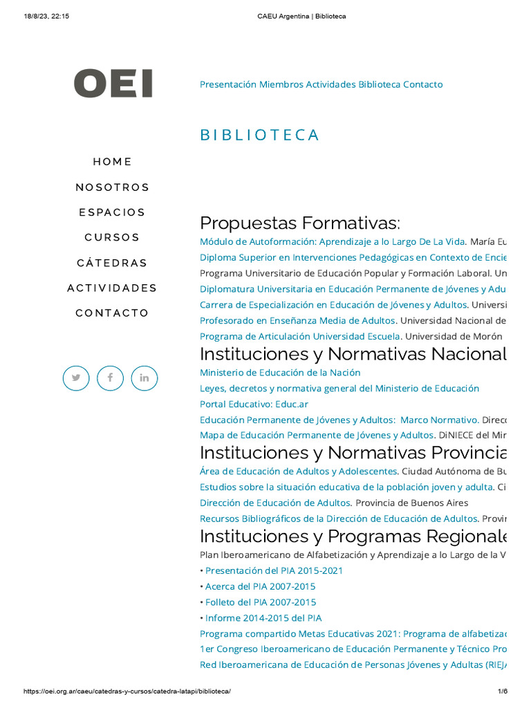 CAEU Argentina - Biblioteca | PDF | El aprendizaje permanente | Literatura