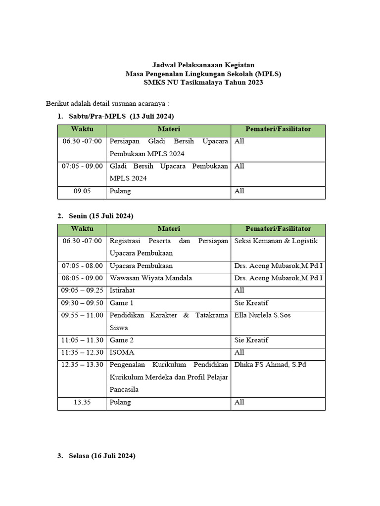 Jadwal MPLS Plan A | PDF