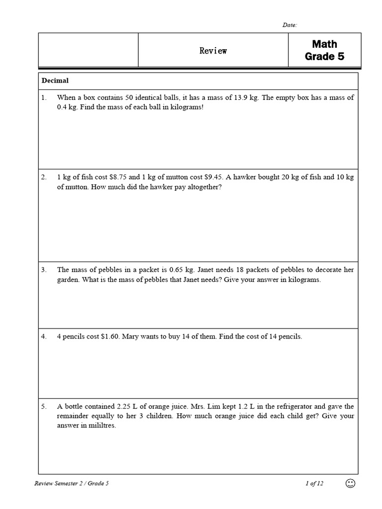 Review Semester 2 (Word Problems) | PDF | Bus