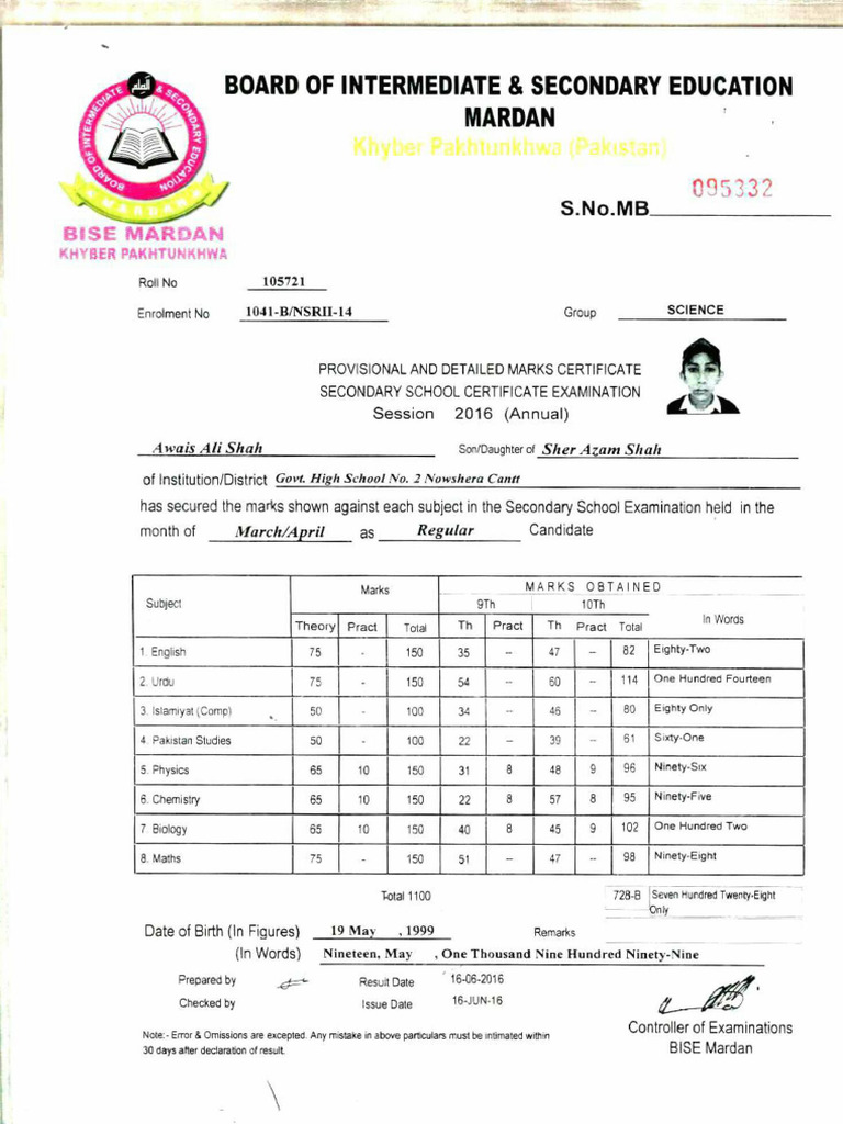 Matric FSC Documents | PDF