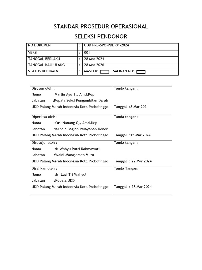 SPO SELEKSI PENDONOR New | PDF