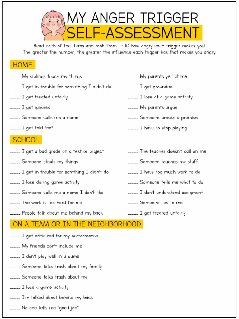 Anger Trigger Self-Assessment 2 | PDF