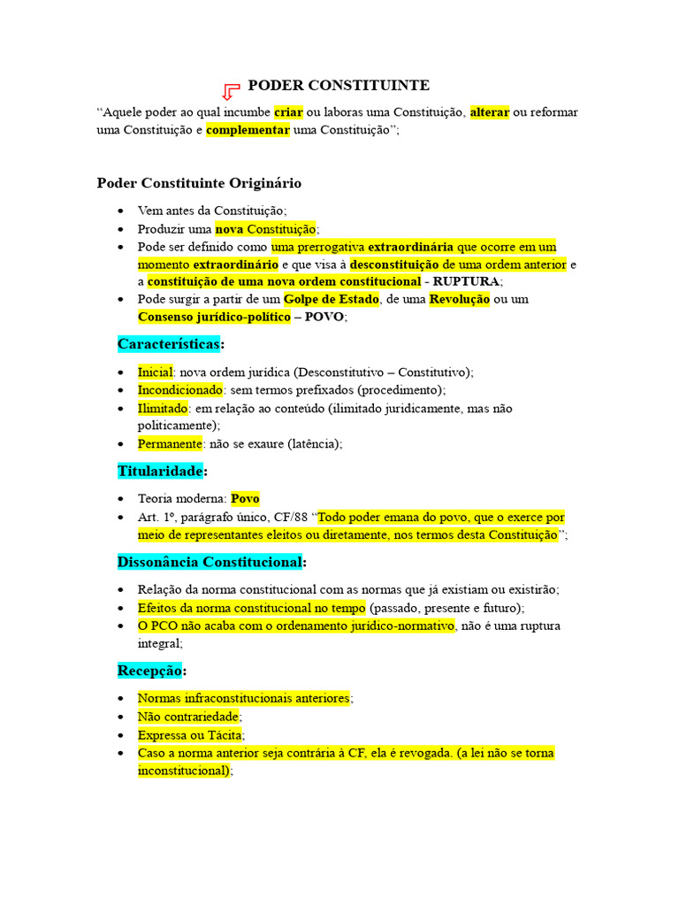 Poder Constituinte | PDF | Emenda Constitucional | Constituição