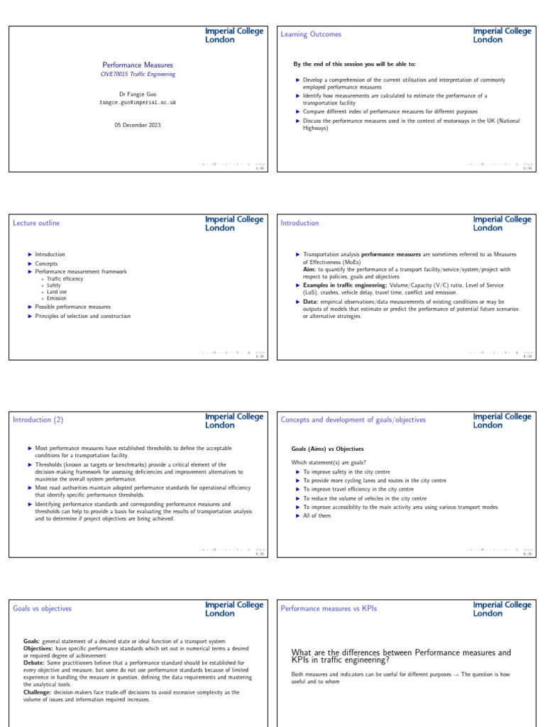 Lecture 9 Performance - Measures | PDF | Transport | Public Transport