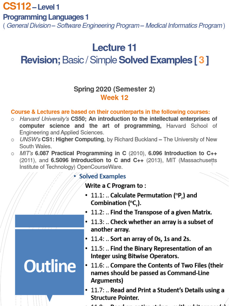 CS112 Programming Languages 1 (Lecture 11 - Spring 2020) | PDF ... CS112 Programming Languages 1 (Lecture 11 - Spring 2020) | PDF ...