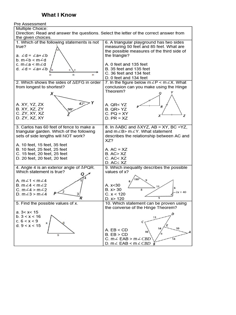 Triangle Inequality Theorem Explained | PDF | Triangle | Euclidean Geometry