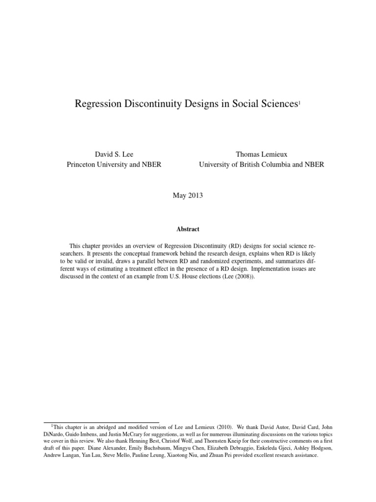 Regression Discontinuity Designs in Social Sciences | PDF | Economics ...