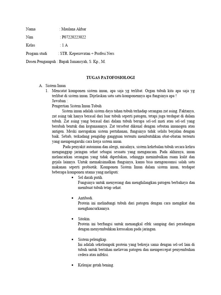 TUGAS PATOFISIOLOGI Salinan | PDF | Pengembangan Diri | Kesehatan Holistik