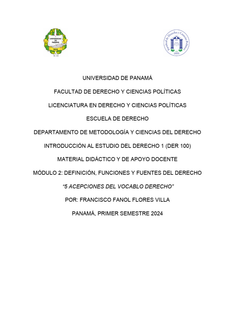 ACEPCIONESDELVOCABLODERECHO2024 | PDF | La Ley natural | Filosofía Aplicada