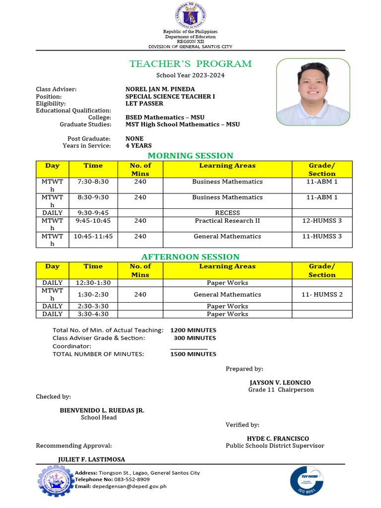 Teachers Program SHS PINEDA, NJ | PDF
