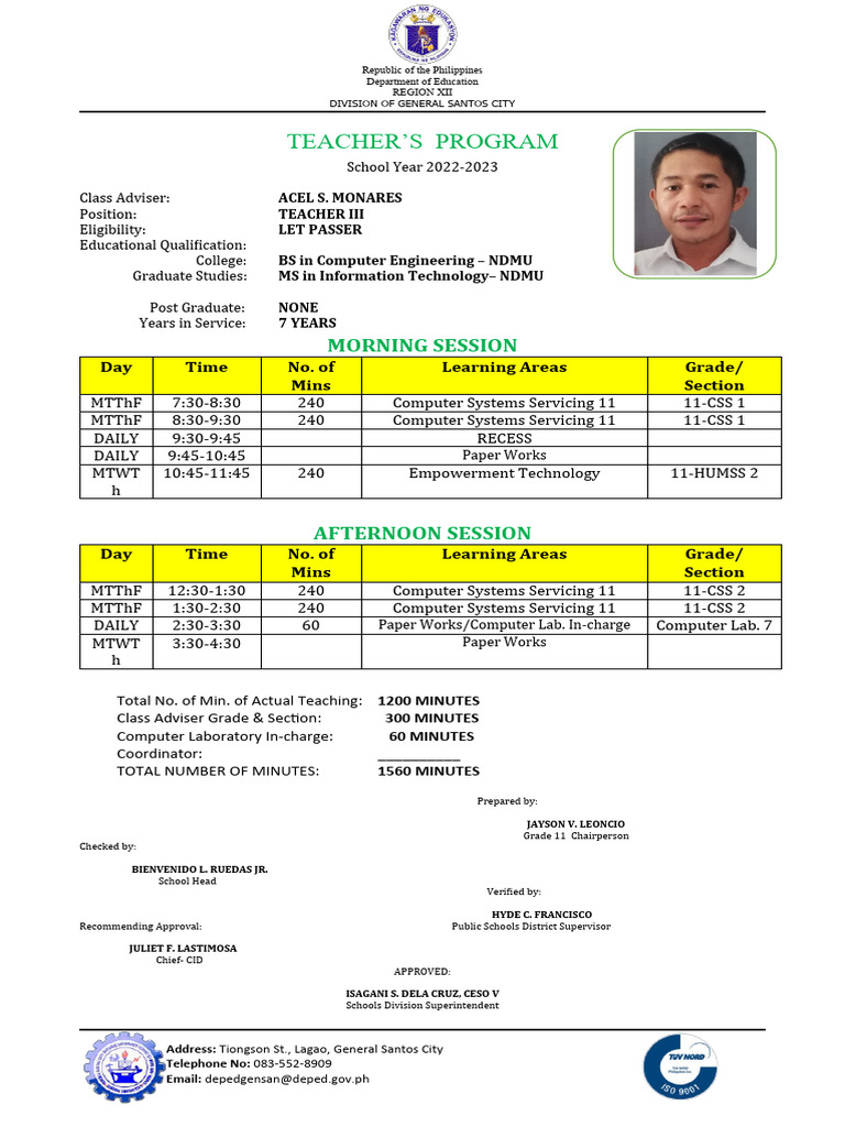 Teachers Program SHS 11 CSS 1 | PDF | Computing
