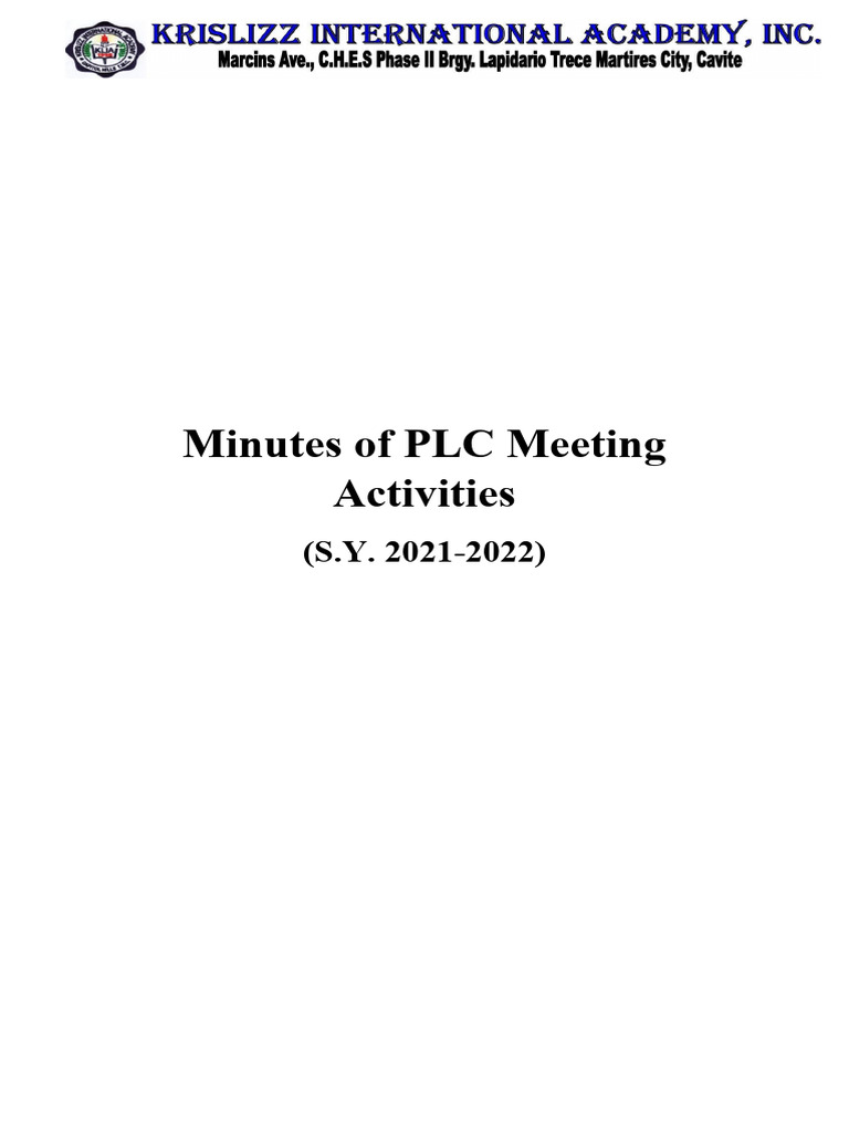 PLC Meeting Minutes: August 2021 | PDF | Classroom Management | Teachers