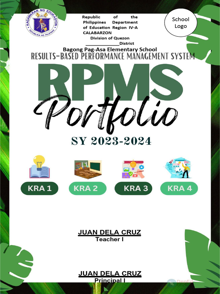 E-Rpms Portfolio (Design 1) 2023-2024 - Depedclick | PDF | Learning ...