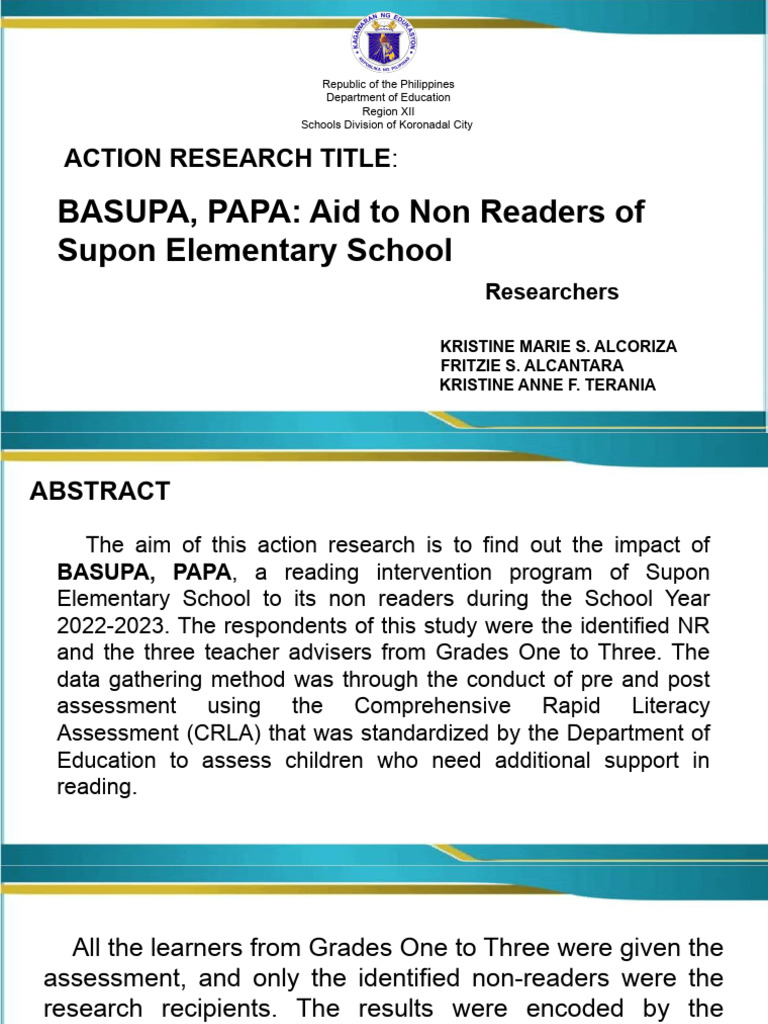 BASUPA, PAPA: Reading Aid for Non-Readers | PDF | Literacy | Human ...