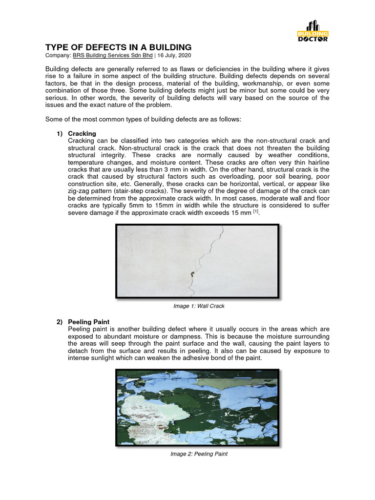 Type of Defects in A Building | PDF | Lumber | Mold