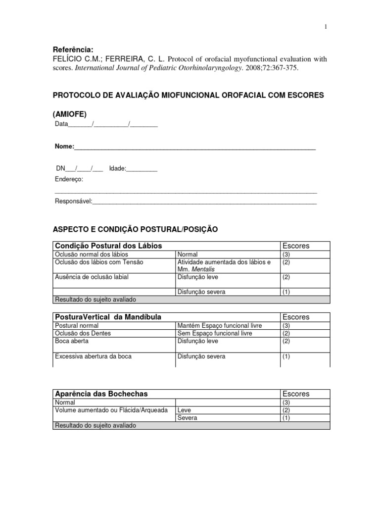 PROTOCOLO AMIOFE-versão Português | PDF | Boca | Dente humano