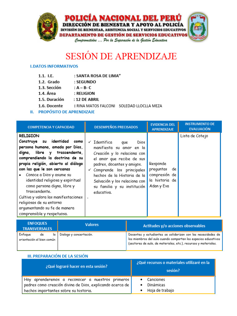 Sesion Religion Adan y Eva | PDF | Víspera | Adán