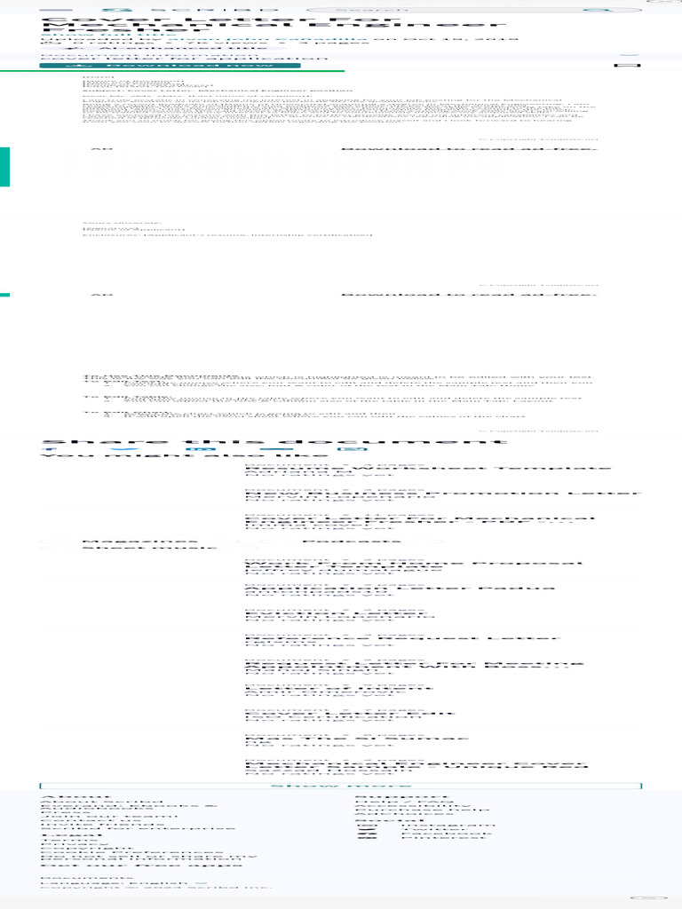 Cover Letter For Mechanical Engineer Fresher PDF Engineering Computing | PDF | Scribd | Engineer