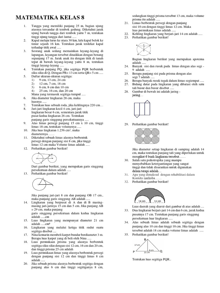 Soal Matematika Kelas 8 Lengkap | PDF