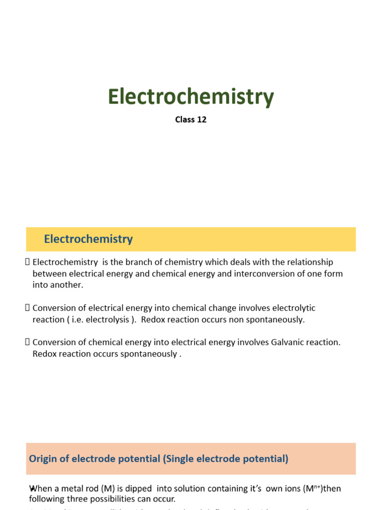 Electrochemistry Pdf Electrochemistry Redox