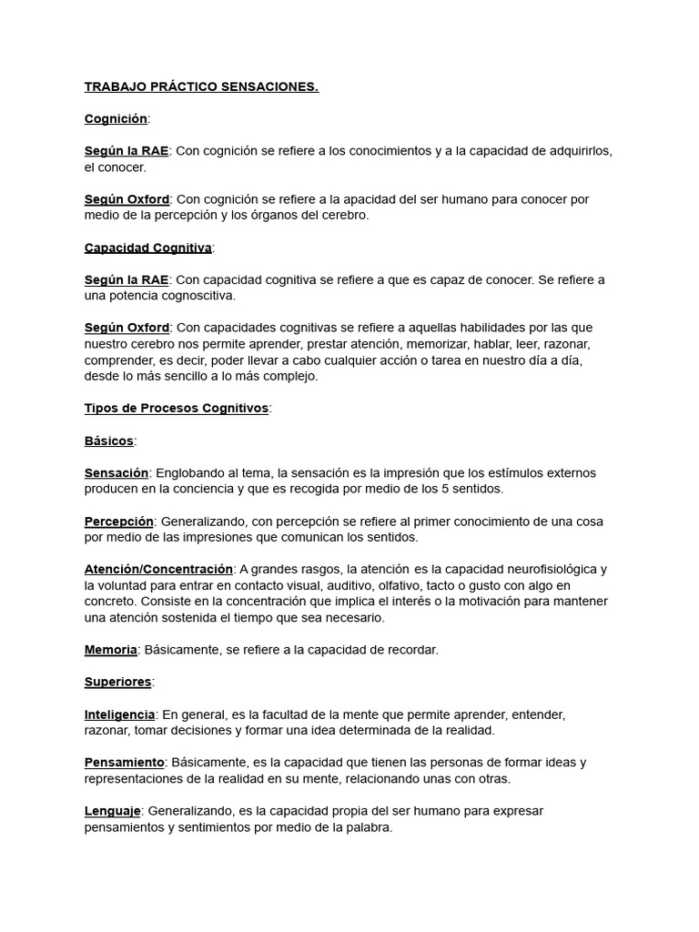 TP Sensaciones FVT | PDF | Gusto | Sentidos